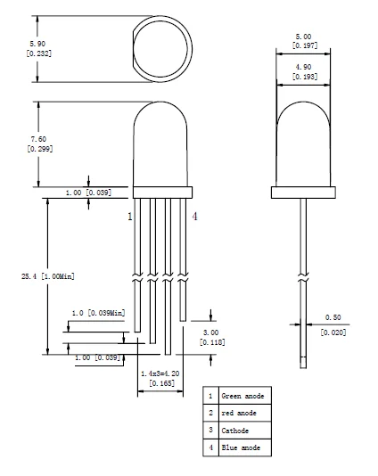 5mm 4 Pin Dip Common Anode Display Rgb Led Diode In Diffused Lens - Buy ...