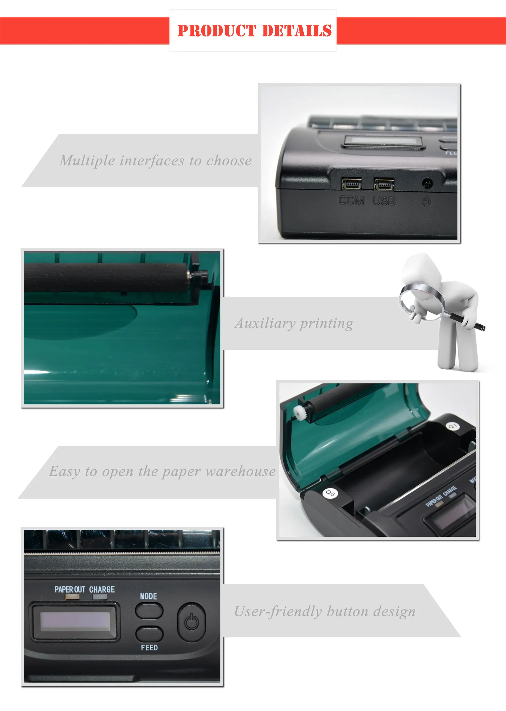 New Arrival Android Blue Tooth Receipt Printer 80mm Portable Wireless ...