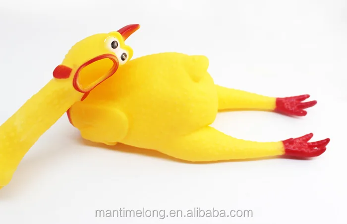 Yellow Screaming Rubber Chicken Plastic Squeaker Chicken Toy Puppy ...