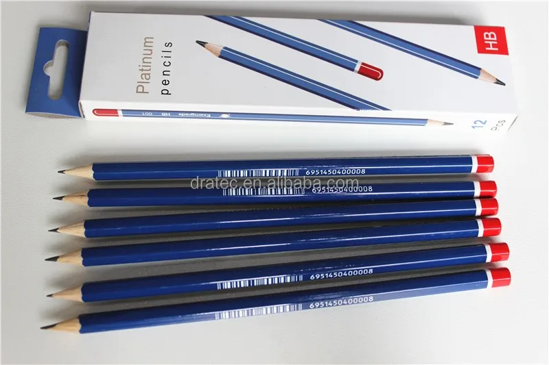 12pcs Hexagonal Hb Blue Color Hb Wood Pencil With Short Red Dipped End ...