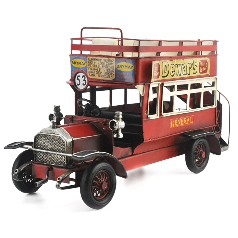 Vanguard Retro Bus Model Vintage Double Layers Home Decor Metal Crafts ...