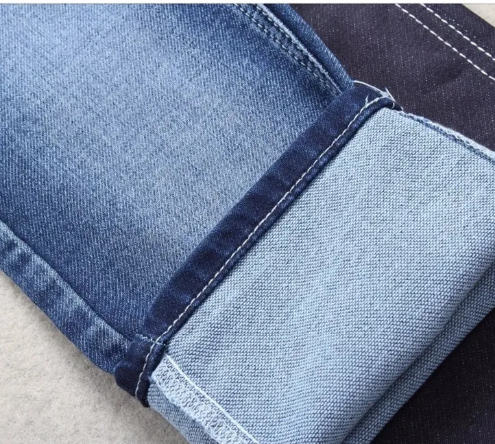 Double Layer Fake Knitted Denim Fabric Soft Spandex Dobby Jeans Fabric ...