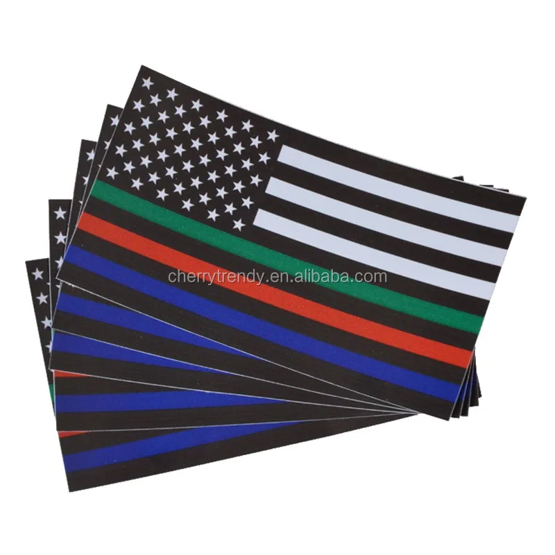 Thin Blue Red Green Line Flag Car Bumper Sticker Decal - Buy Red Line ...