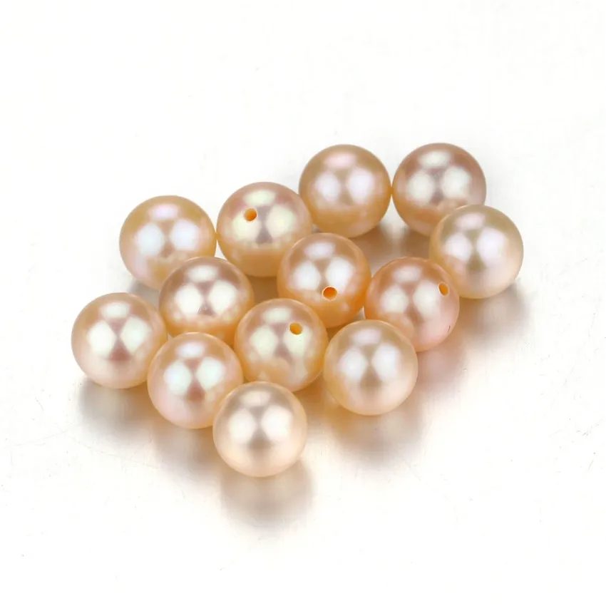 Natural Freshwater Loose Pearl Size 6.5-7mm Round Peach Color High ...