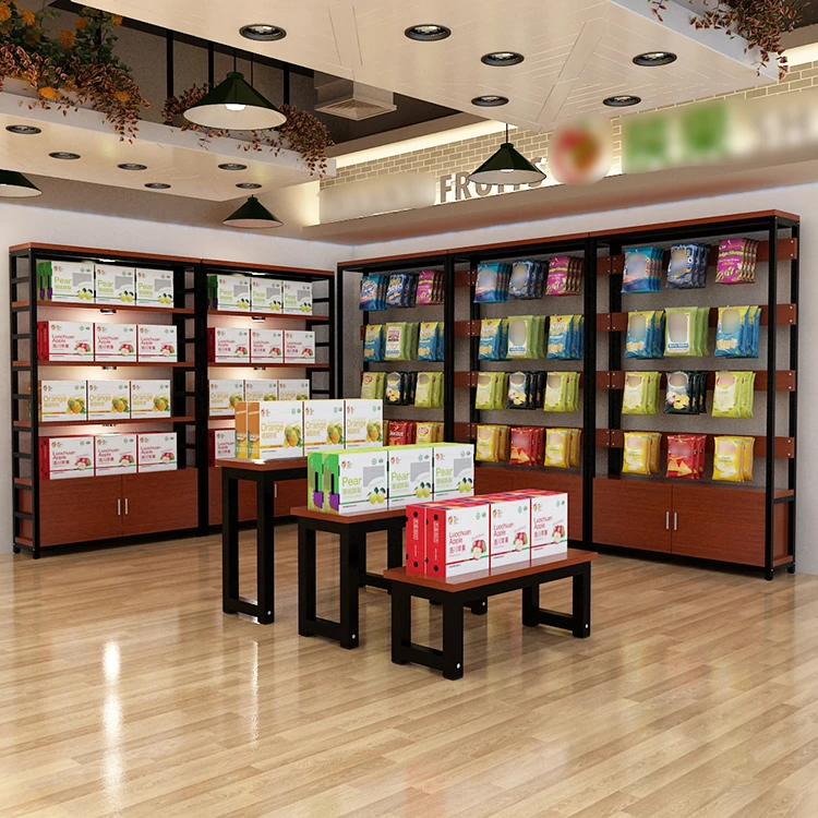 Modern Simple Snack Shop Interior Design - Supermarket Display Racks
