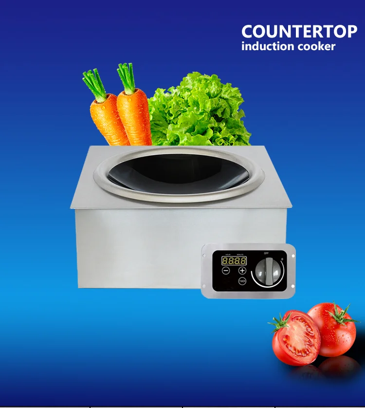 220V 5kW Commercial Electric Built-in Induction Wok Hob Cooker Use in ...