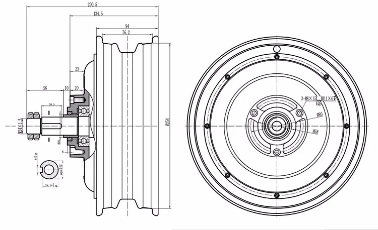 Qs Motor 10 Inch 3kw 72v( 48-96v ) Single Shaft In-wheel Hub Motor(50h ...