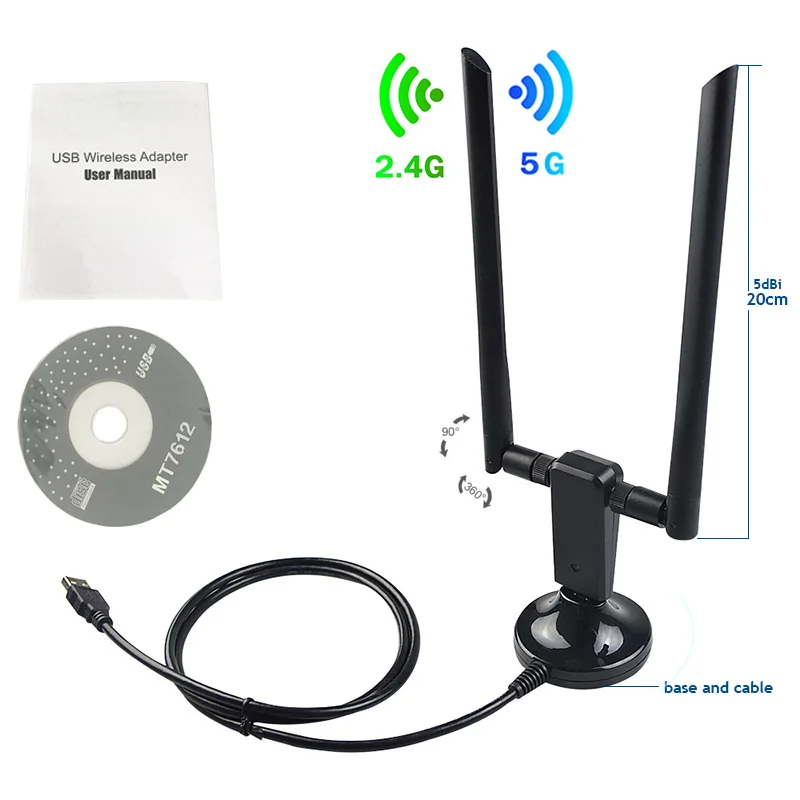 듀얼 밴드 MT7612U 1200mbps 무선 USB 와이파이 어댑터/무선 USB 동글| Alibaba.com