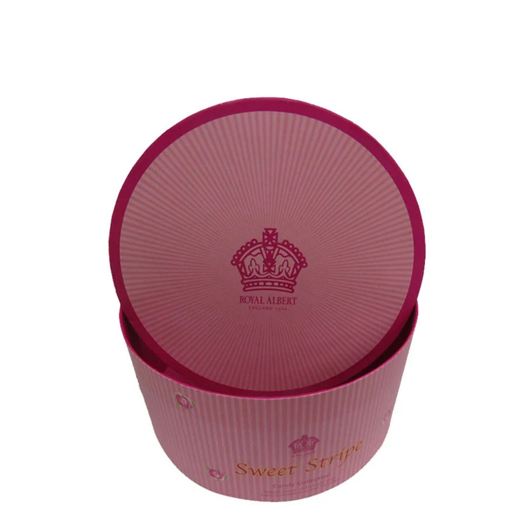 Wholesale Round Cardboard Packaging Tiara Boxes - Pink