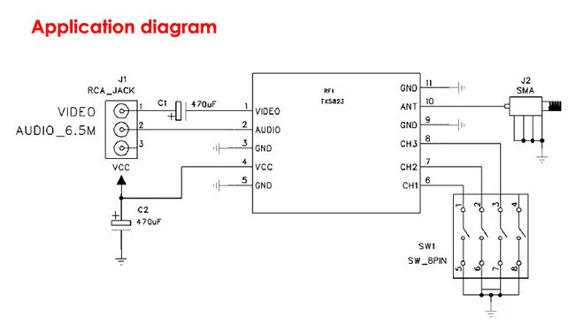 Tx5823 5.8g 200mw Wireless Audio Video Transmitter Module Fpv A/v ...