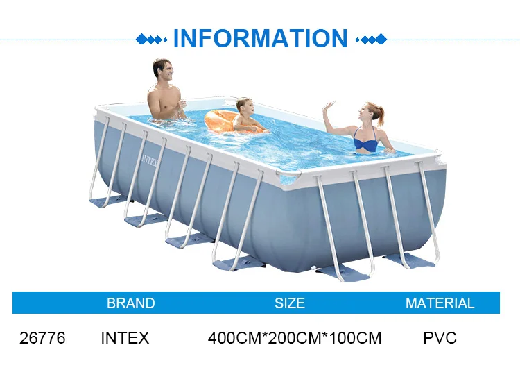 Intex 26776 4m X 2m X 1m Prism Frame Rectangular Swimming Pool Set ...