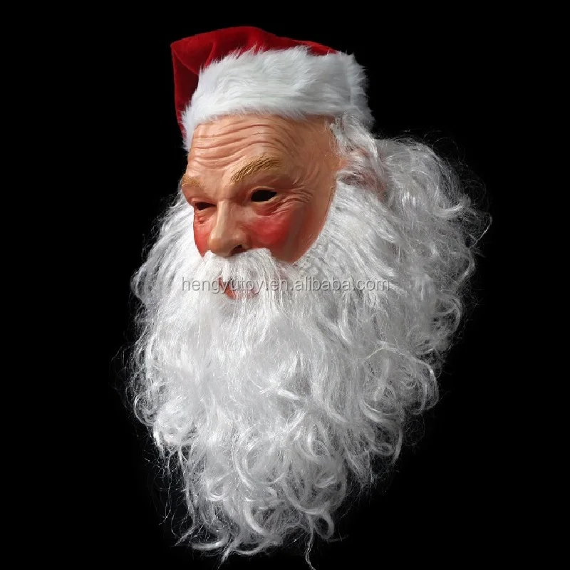 Christmas Party Santa Father Costume Latex Mask Realistic Full Head ...
