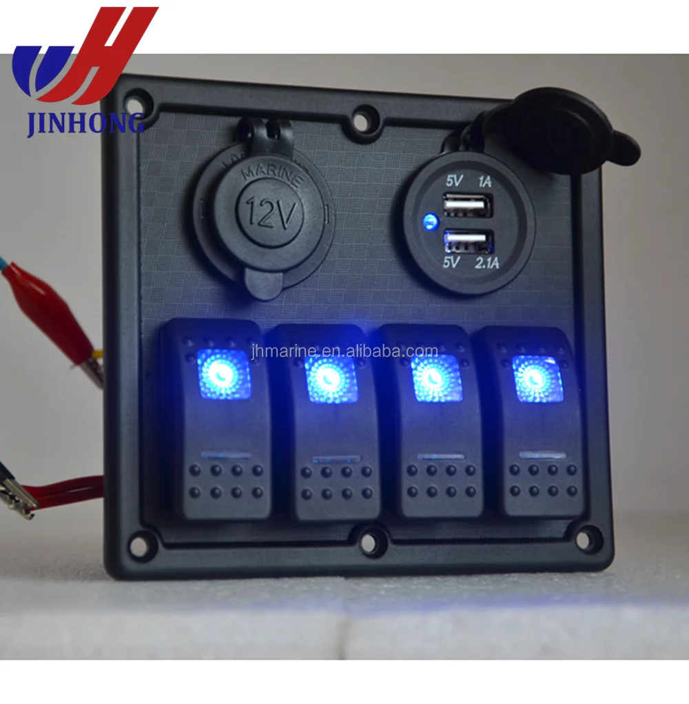 Automotive Car Switch Panel 3 Gang With 2 Usb Slot Blue Led Light 5pin ...