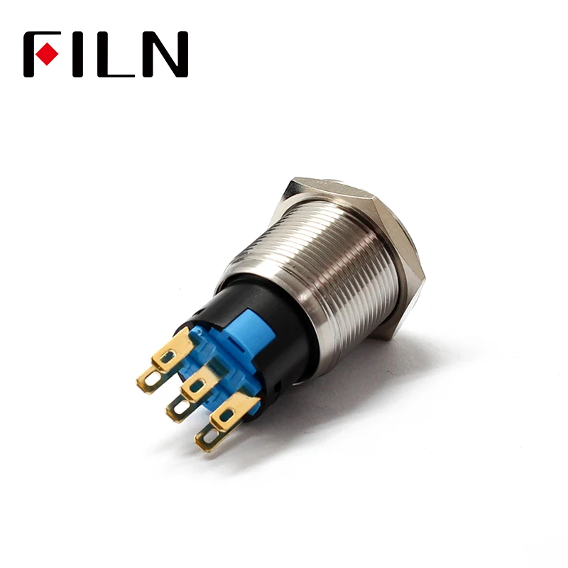 19mm Brass Chrome Key Metal Waterproof Brass 2 Position Push Button ...