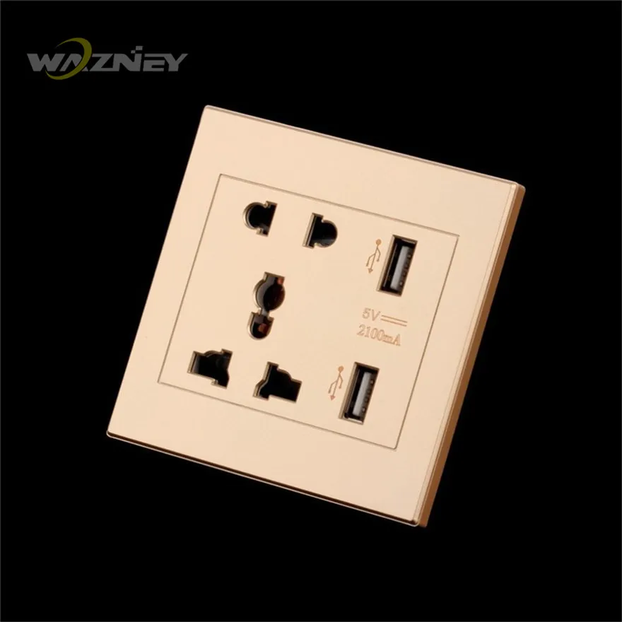 Universal Usb Wall Socket Ac 110-250v Us Uk Eu Au Wall Socket 2 Port 5 ...
