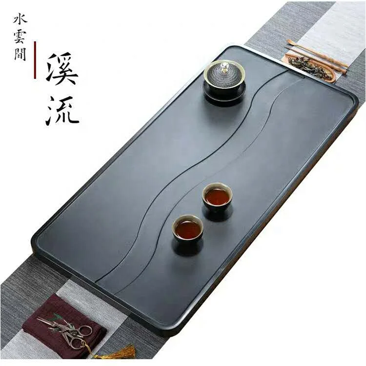 Rectangle Chinese Traditional Tearoom Tea House Black Wujin Stone ...