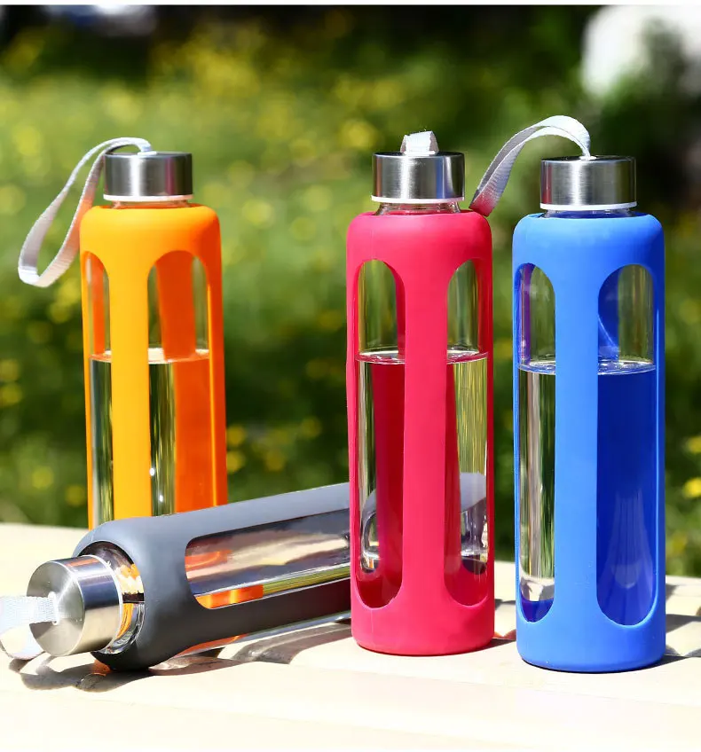 Renjia Pyrex Glass Water Bottle With Silicone Sleeve Silicone Rubber ...