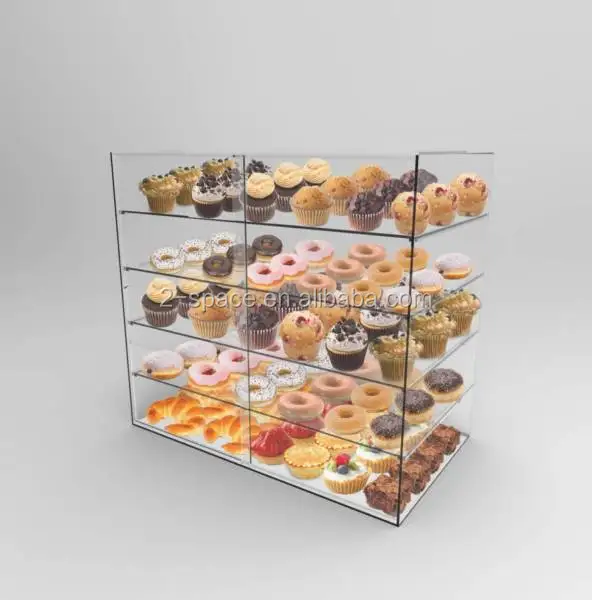 5 Shelf Acrylic Donuts Cakes Bakery Display Case with Sliding Door