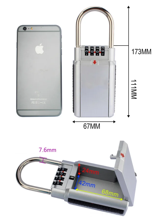 Metal Mechanical Combination Portable Storage Box Car Key Lock Box ...