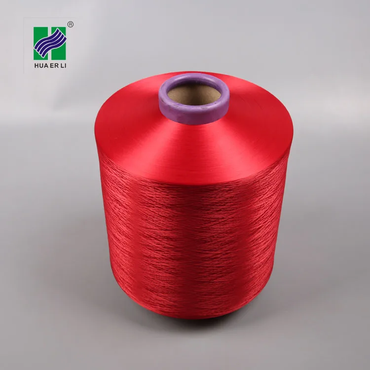 100% Polyester Yarn Dty 75d/36f Nim Dope Dyed Red Colour - Buy Dope Dyed Polyester Filament Yarn ...