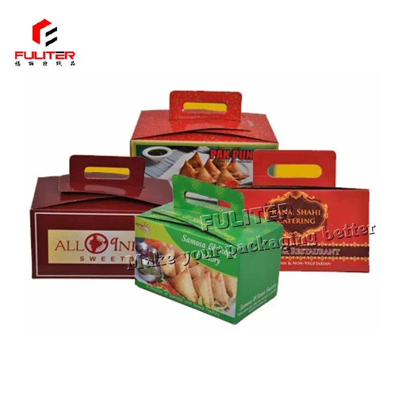Custom Colored Food Paper Samosa Packing Boxes With Handle - Buy Samosa ...
