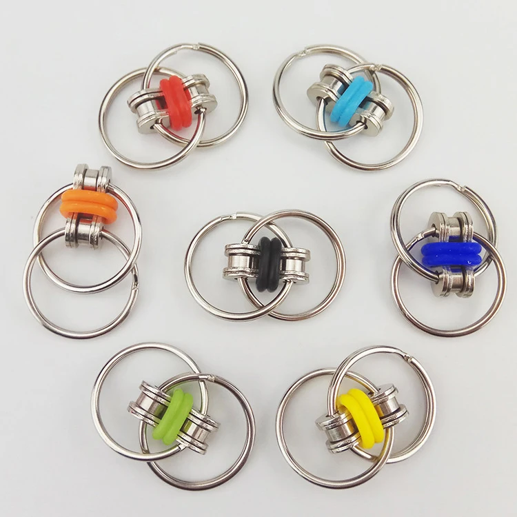 Funny Key Ring Fidget Finger Toys Metal Keys Ring Chain Buckle Toys ...