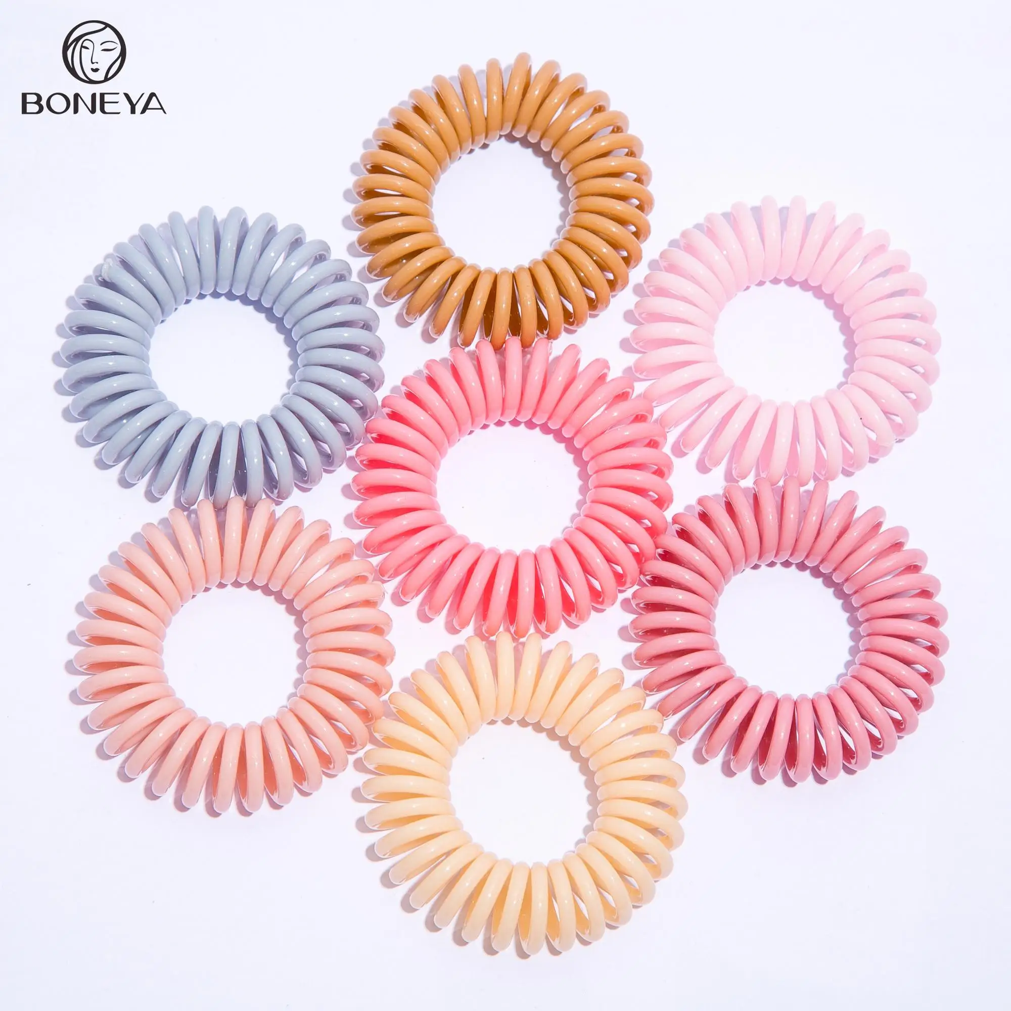 Elastic Hair Ring Plastic Hair Bands Women Girls Traceless Telephone ...