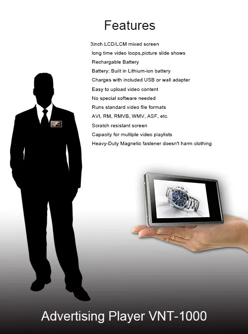 3 Inch Lcd Display Name Tag/ Portable Picture Name Badge/wearable ...