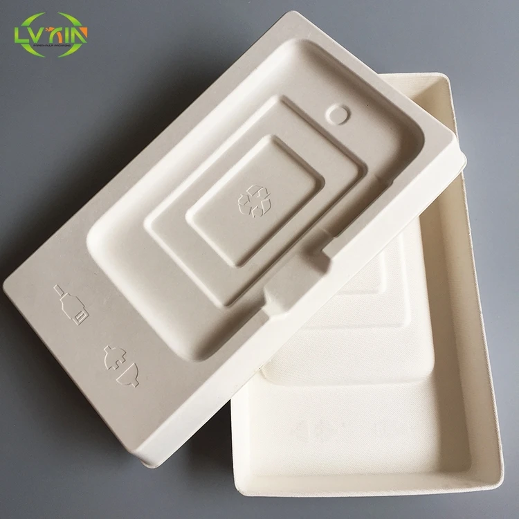 Custom Paper Tray Molded Pulp Insert Bagasse Recycled Packaging Tray ...