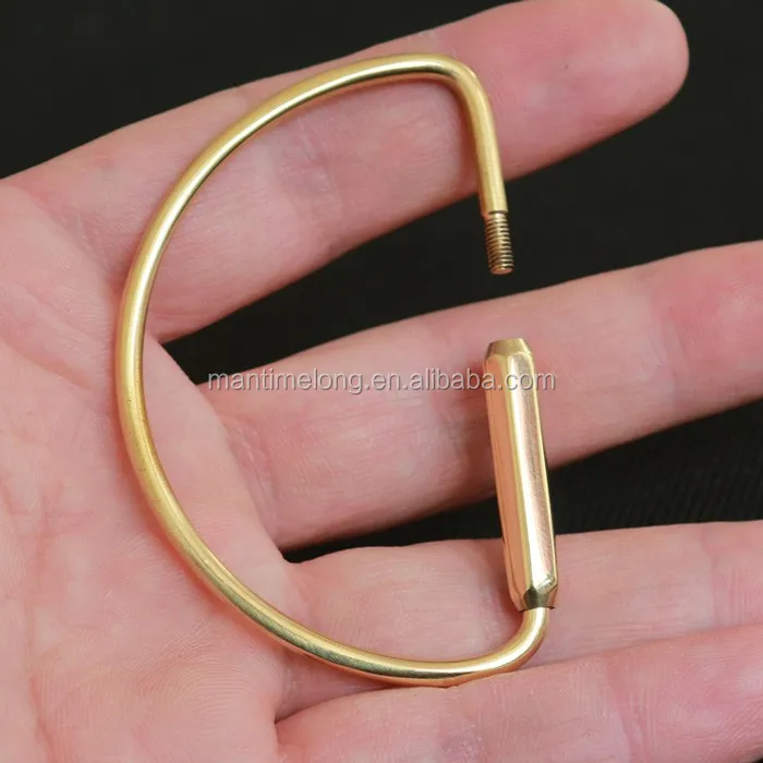 Brass Key Ring Handmade D Shape Key Chain Outdoor Edc Tool - Buy Brass ...