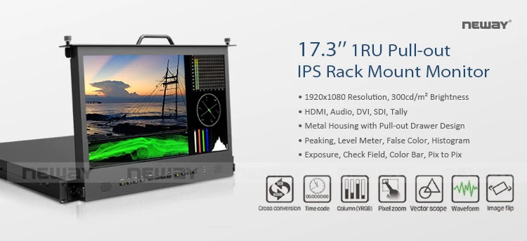 17.3 Inch 4K Broadcast SDI Full HD 1RU Rack Mount Monitor