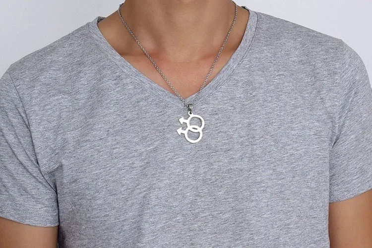 Wholesale Gay Pride Rainbow Jewelry Men Silver Chain Necklace Stainless ...