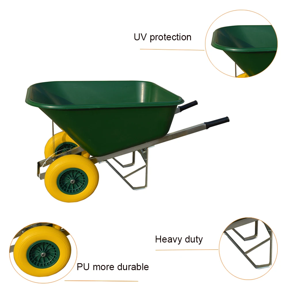 200l Puncture Proof Litre Large Poly Twin Wheelbarrow - Buy Wheel ...