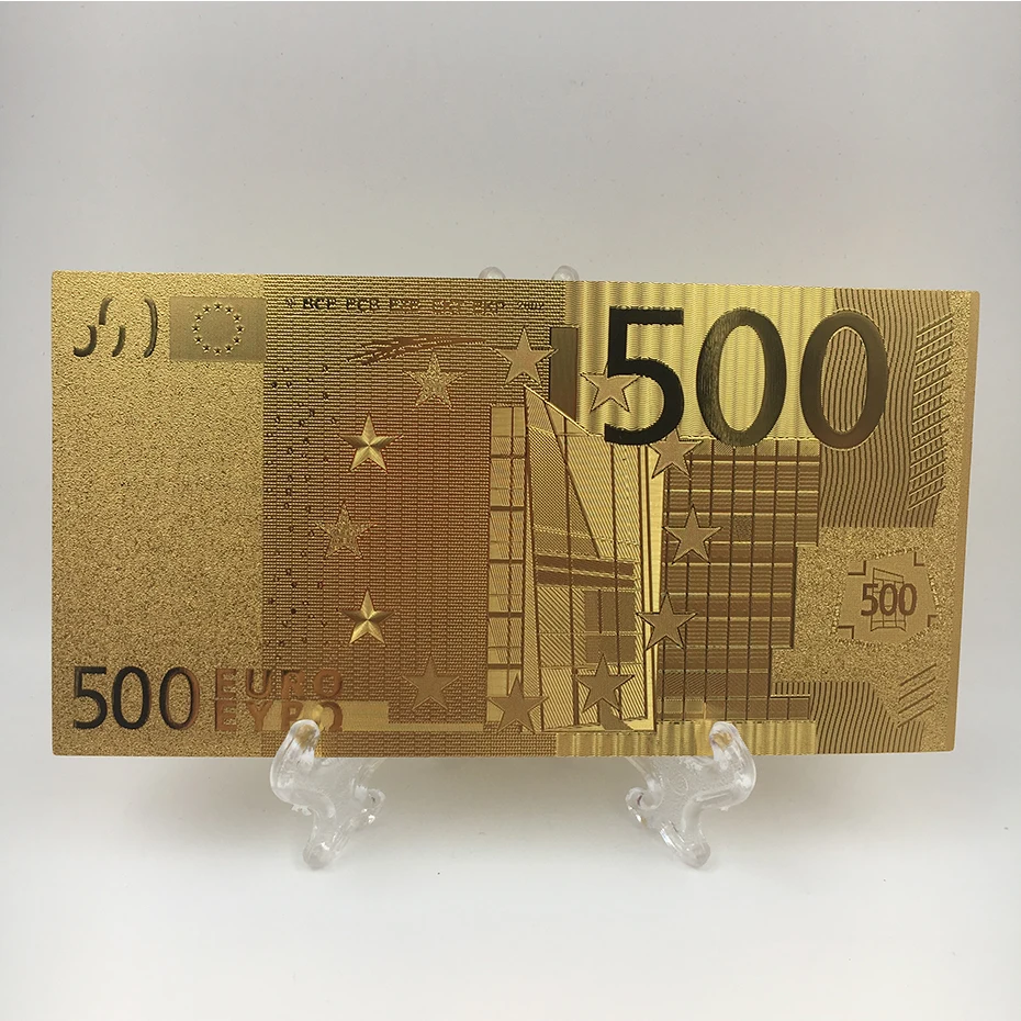 Waterproof 24K Gold Foil 500 Euro Banknote Souvenir & OEM