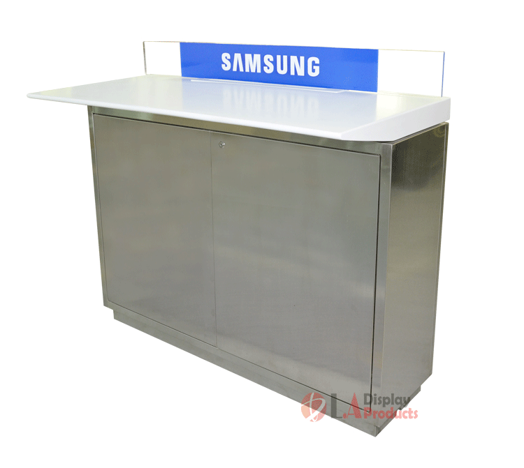 Stainless Steel Mobile Phone Display Table For Samsung Store Experience ...