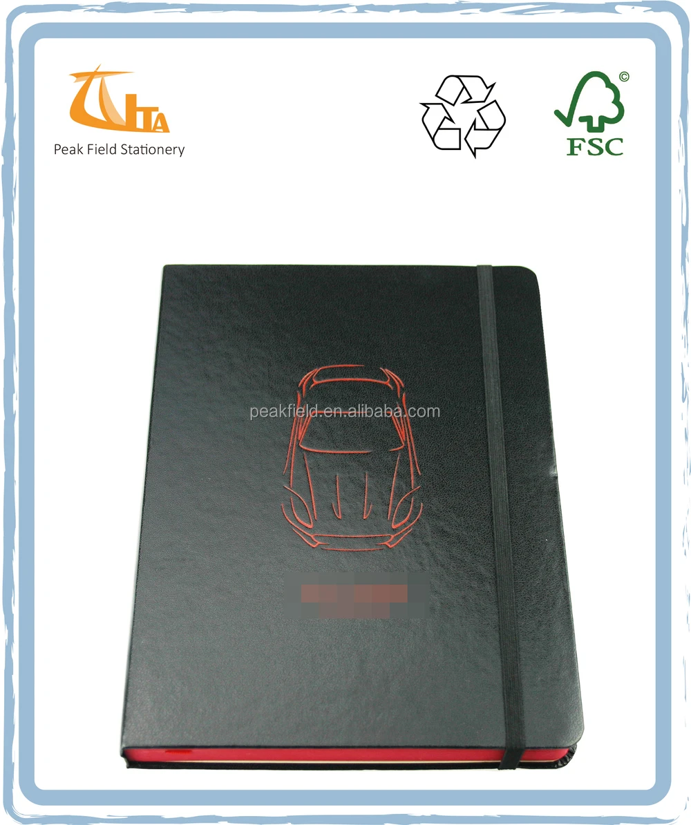 Custom Pu Leather Black Hard Cover 300 Pages A4 A5 Size Police Writing ...