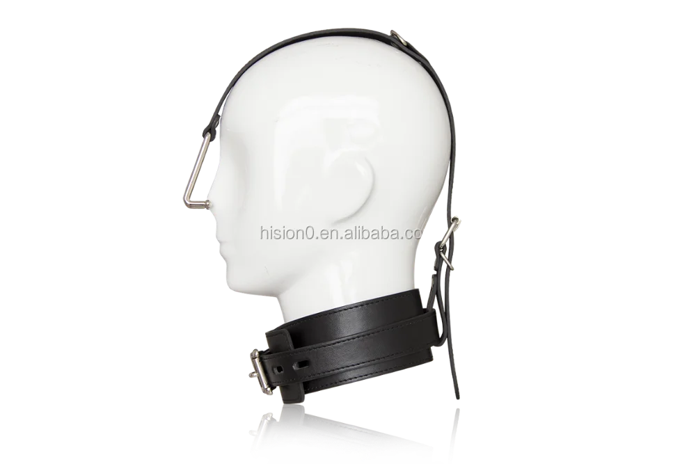 Black Leather High Quality Choker Protect Neck Collar With Nose Hook ...