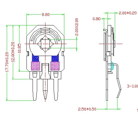 10k Preset Pinout - Vertical Horizontal Ceramic Potentiometer