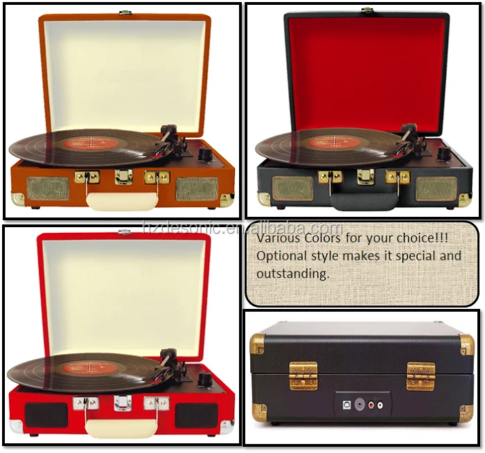 Vintage Suitcase Jyk Turntable Vinyl Player Gramophone With 3 Speed ...