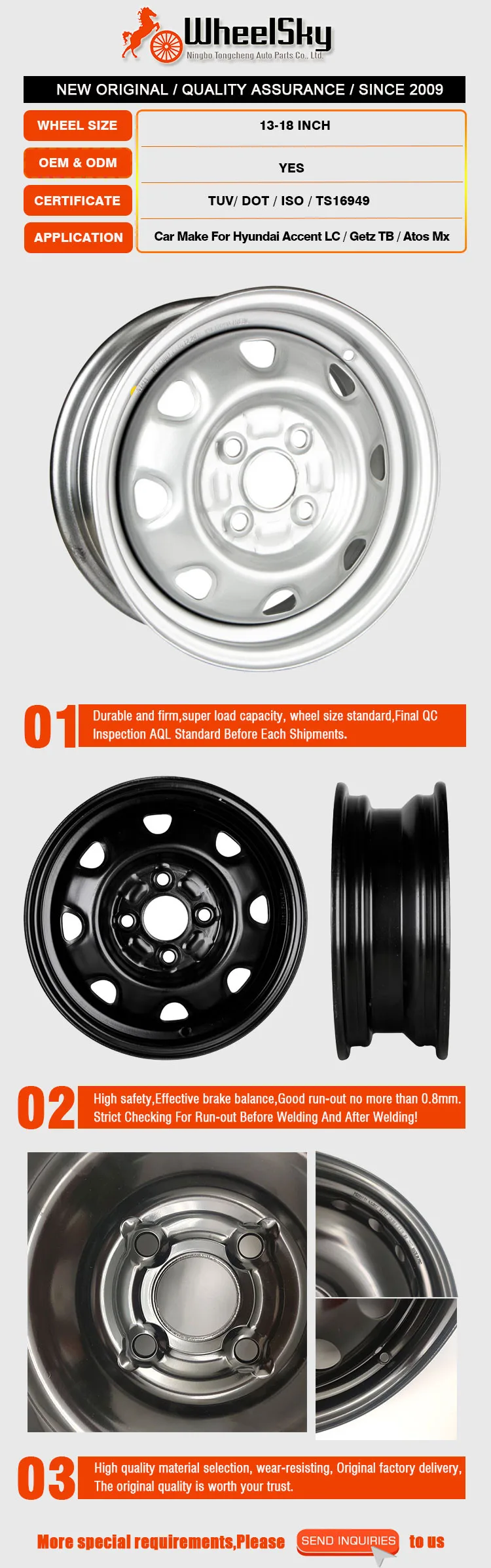 Wheelsky 13 Inch Steel Wheels - Durable & Stylish Options