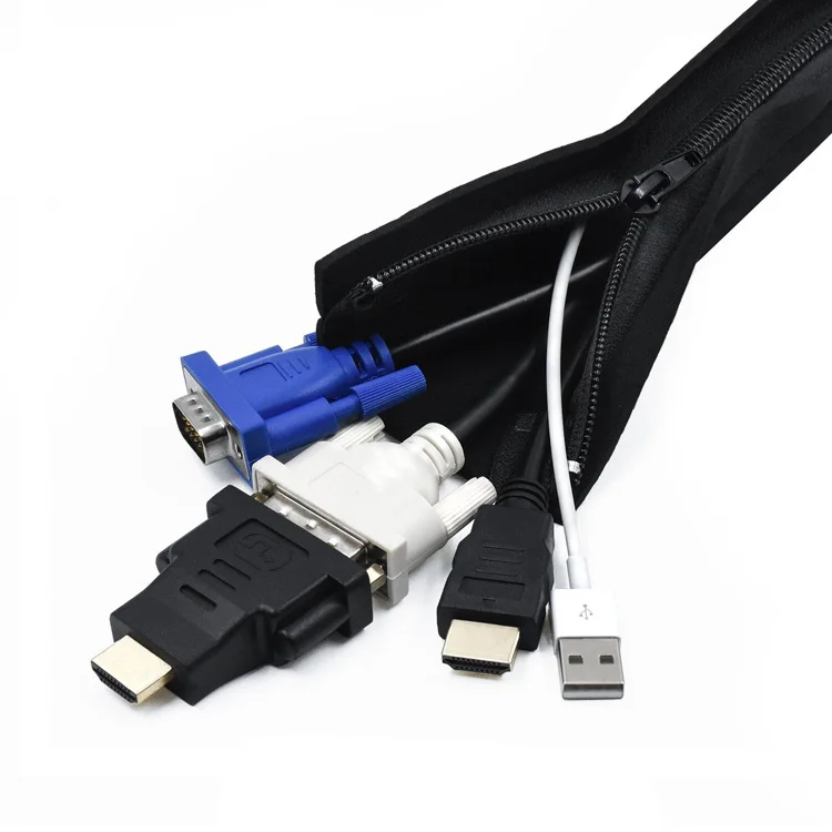 Adjustable Neoprene Cable Management Sleeve With Zipper Cable Tidy ...