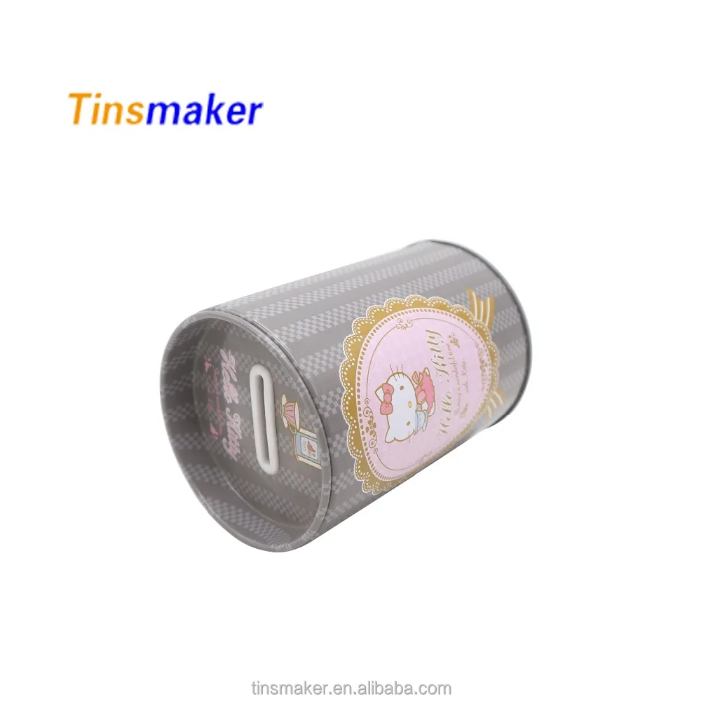 Cylinder Metal Tin Coin Piggy Money Bank Box For Children - Buy ...