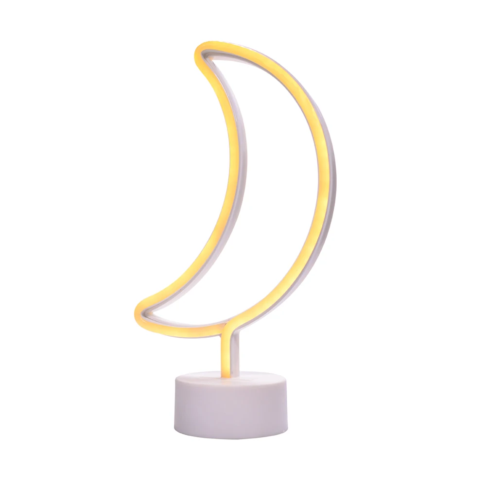 Moon Shape Led Neon Night Light With Base Marquee Sign Lamp Decorative ...