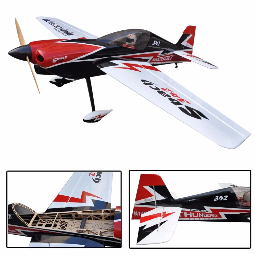 Gas Balsa Wood Airplane Model Sbach-342 74.8" Arf Giant Scale Rc ...