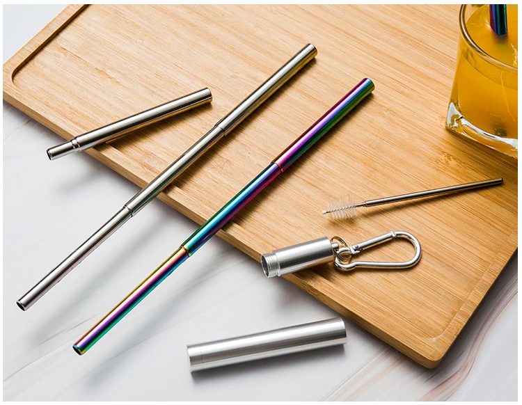 304 Stainless Steel Telescopic Drinking Straws - Eco-friendly