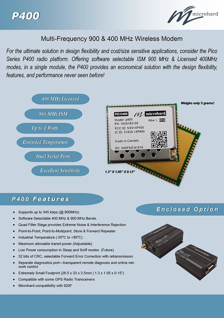 Microhard Uav Radio Modems Pico Series P400-enc - Buy Radio Modems ...