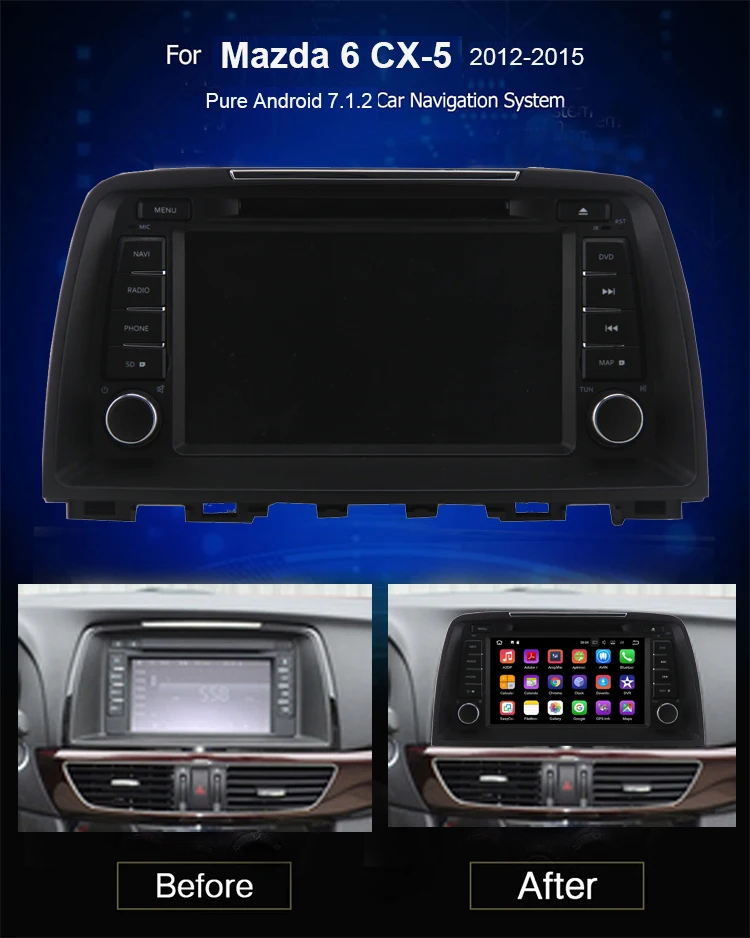 For Mazda 6 Android 7.1.2 Car Navigation System Video Radio Wifi 3g Bt ...