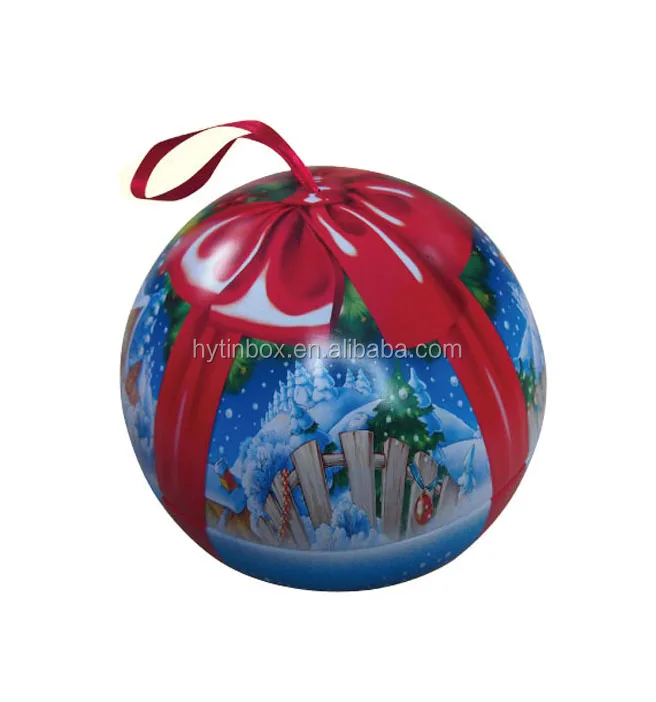 Large Size Dia140 Dia130 Dia120 Ball Shape Tin Box Tinplate Bauble With ...