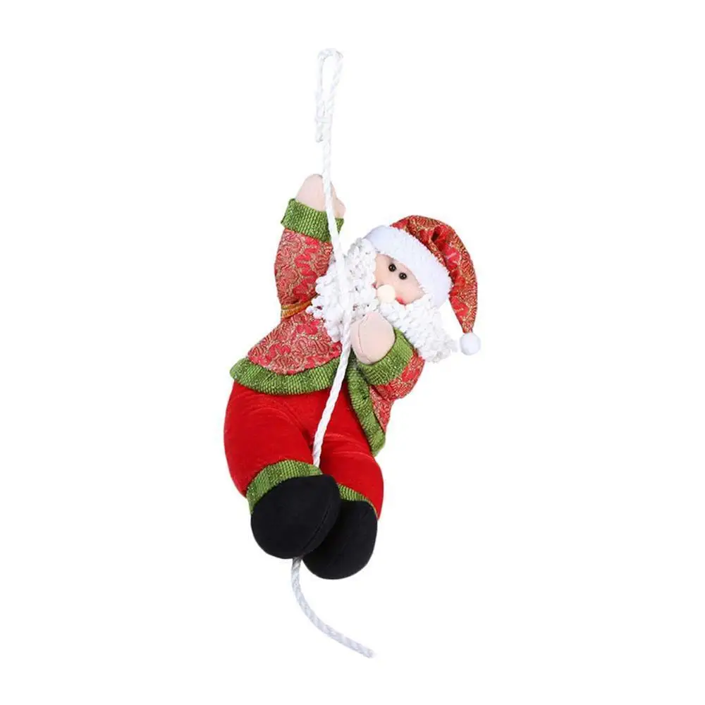 Christmas Santa Claus Plush Toy Climbing Rope Doll Xmas Tree Hanging ...
