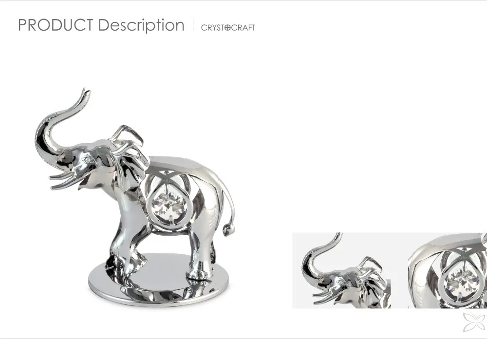 Crystocraft Customised Metal Chrome Plated Elephant Decorated With ...